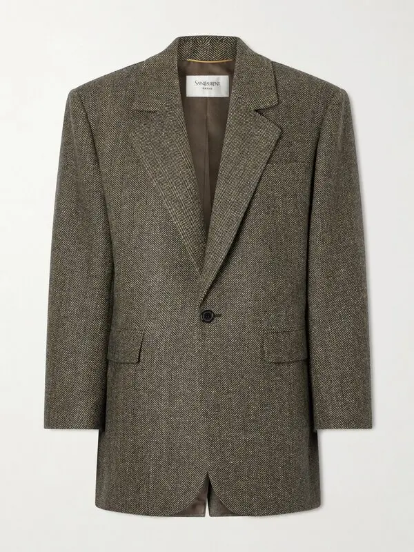 Saint Laurent Herringbone Wool And Silk-blend Blazer