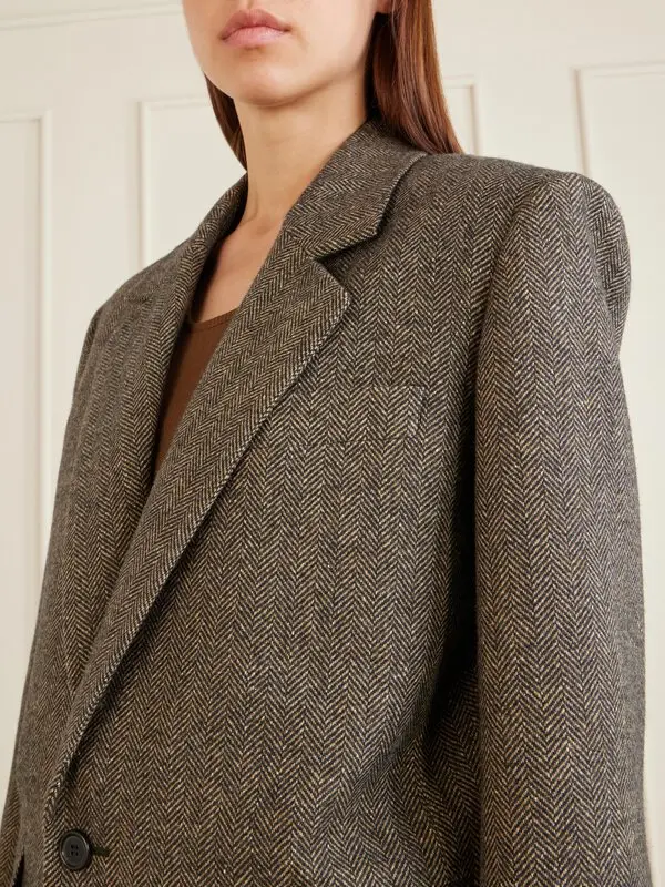 Saint Laurent Herringbone Wool And Silk-blend Blazer