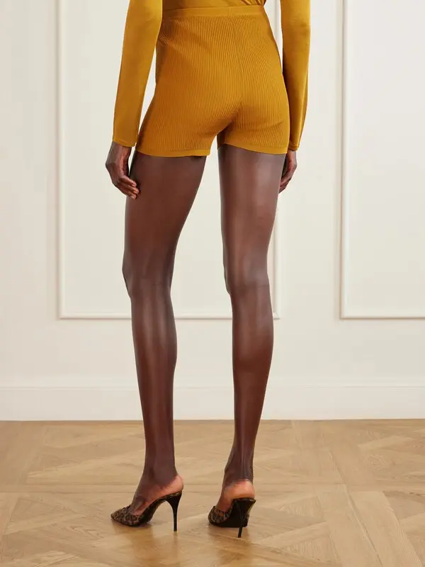 Saint Laurent Ribbed Stretch-jersey Logo Shorts