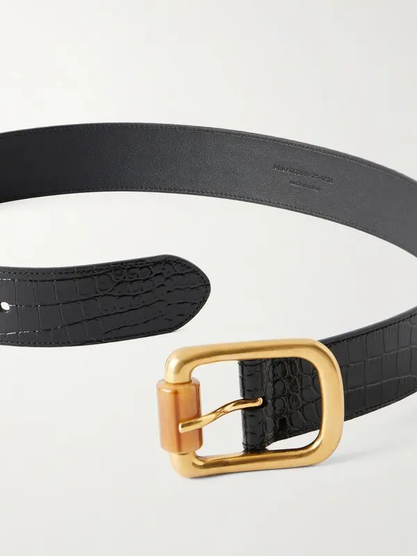 Saint Laurent Cylinder Croc-effect Leather Belt