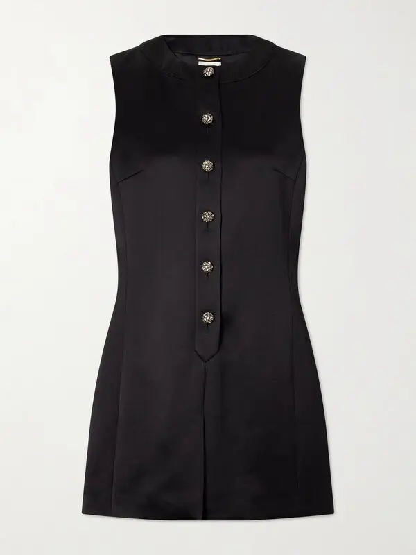 Saint Laurent Crystal-embellished Crepe Mini Dress