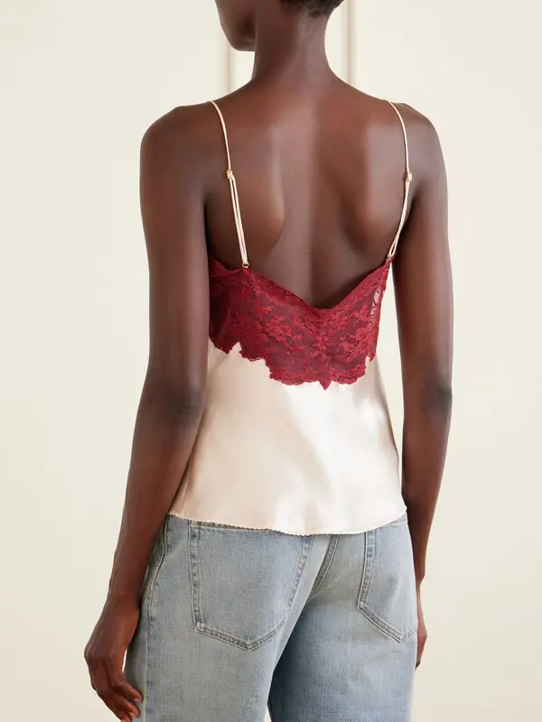 Saint Laurent Lace-trimmed Silk-satin Camisole