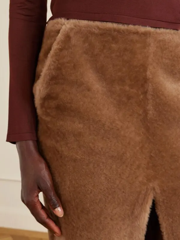 Saint Laurent Shearling Midi Skirt