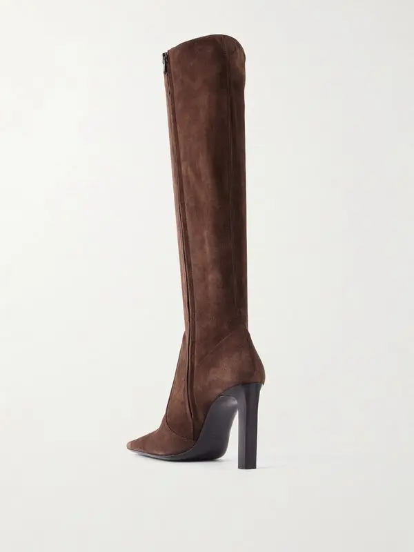 Saint Laurent Francoise 95 Suede Knee High Boots