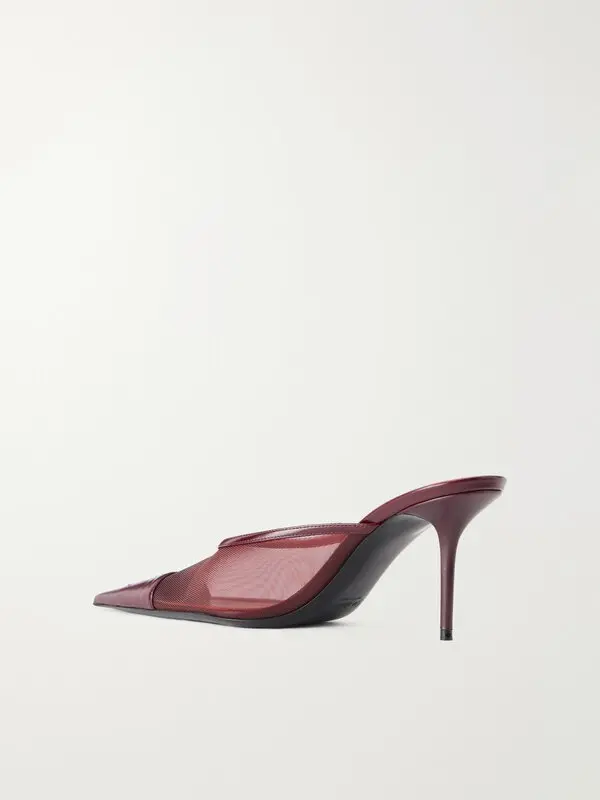 Saint Laurent Renée 75 Cassandre-embroidered Mesh And Leather Pumps