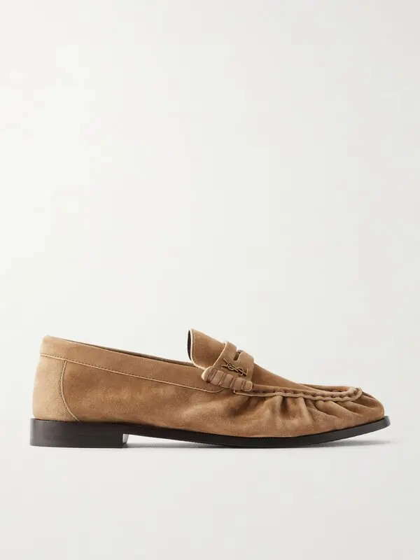 Saint Laurent Le Loafer Cassandre-embellished Suede Loafers