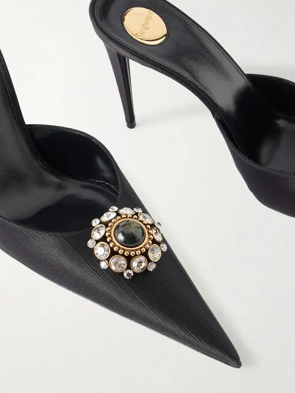 Saint Laurent Cosmo 95 Crystal-embellished Faille Pumps