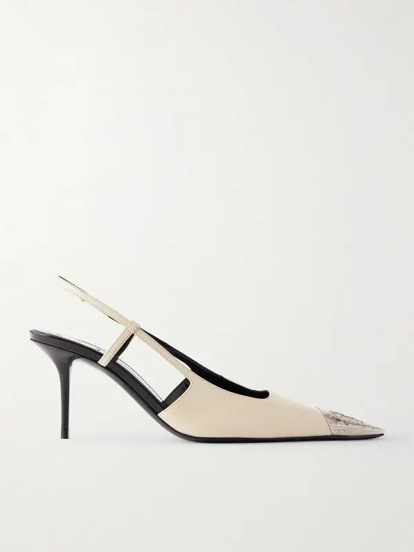 Saint Laurent Jeanne Cassandre-embossed Leather Slingback Pumps