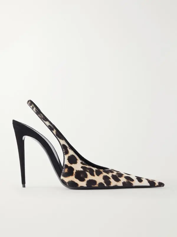 Saint Laurent Guermantes 110 Pony Hair Slingback Pumps - Multi