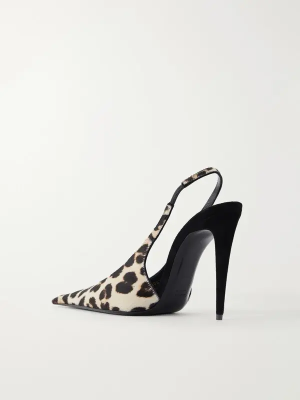 Saint Laurent Guermantes 110 Pony Hair Slingback Pumps - Multi