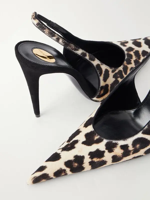 Saint Laurent Guermantes 110 Pony Hair Slingback Pumps - Multi