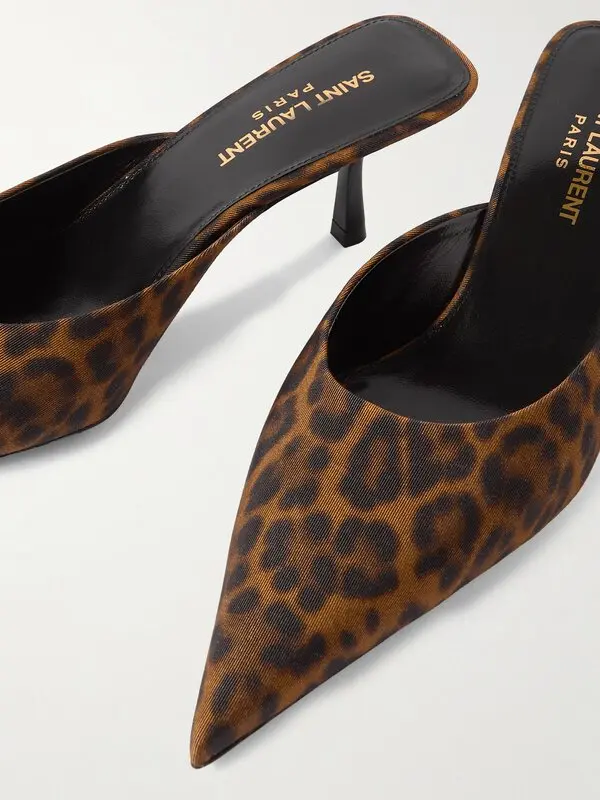 Saint Laurent Barbara Leopard-print Twill Point-toe Pumps