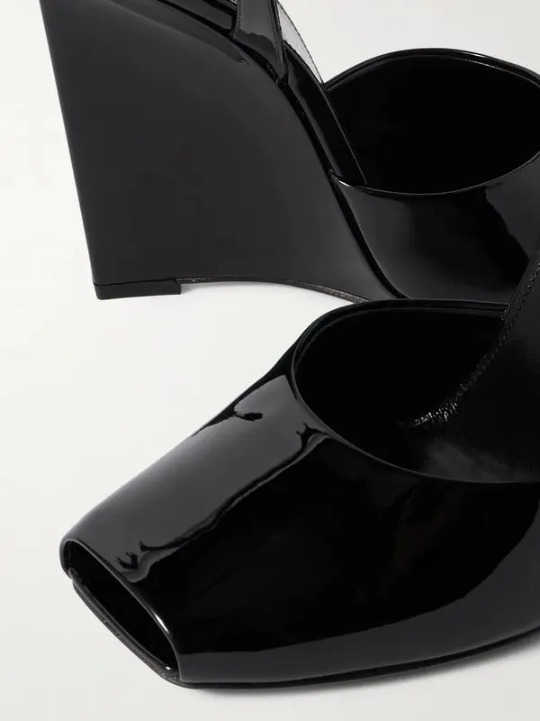 Saint Laurent La Scandale Patent-leather Wedge Sandals
