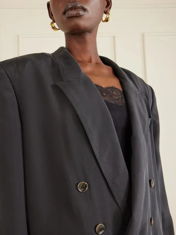 Saint Laurent Double-breasted Silk-habotai Blazer