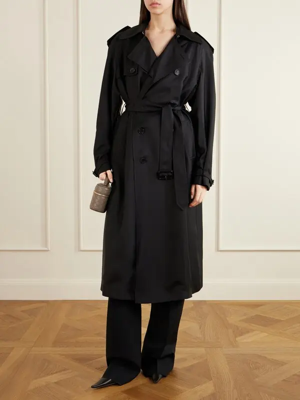 Saint Laurent Double-breasted Belted Silk-twill Trench Coat