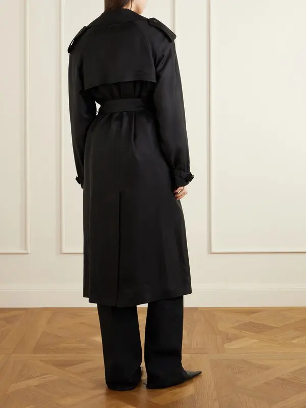 Saint Laurent Double-breasted Belted Silk-twill Trench Coat