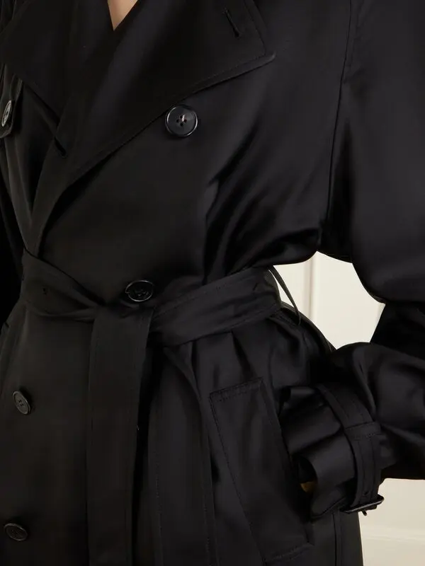 Saint Laurent Double-breasted Belted Silk-twill Trench Coat