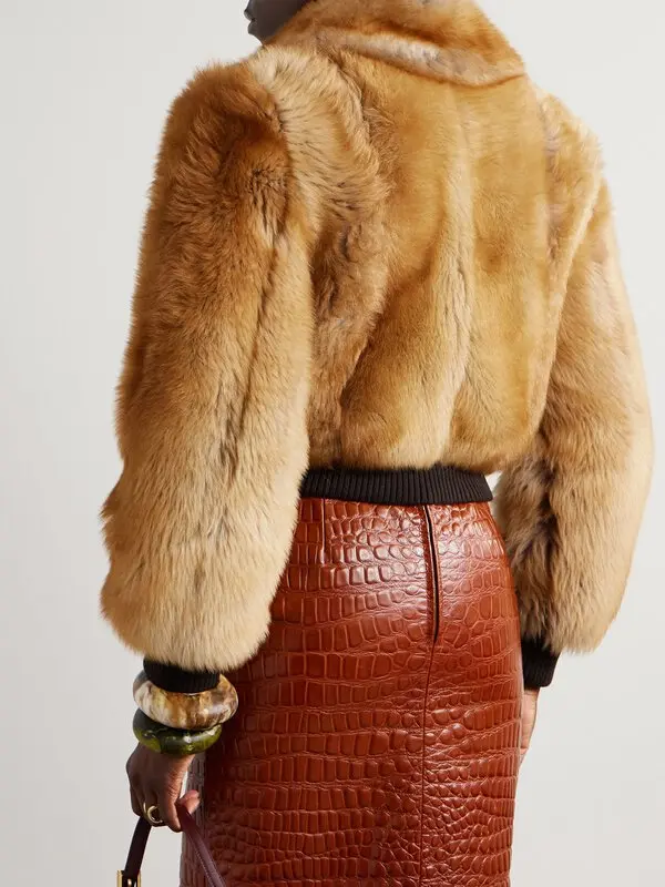 Saint Laurent Leather-trimmed Shearling Bomber Jacket