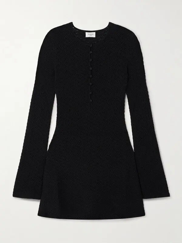Saint Laurent Open-knit Wool-blend Mini Dress