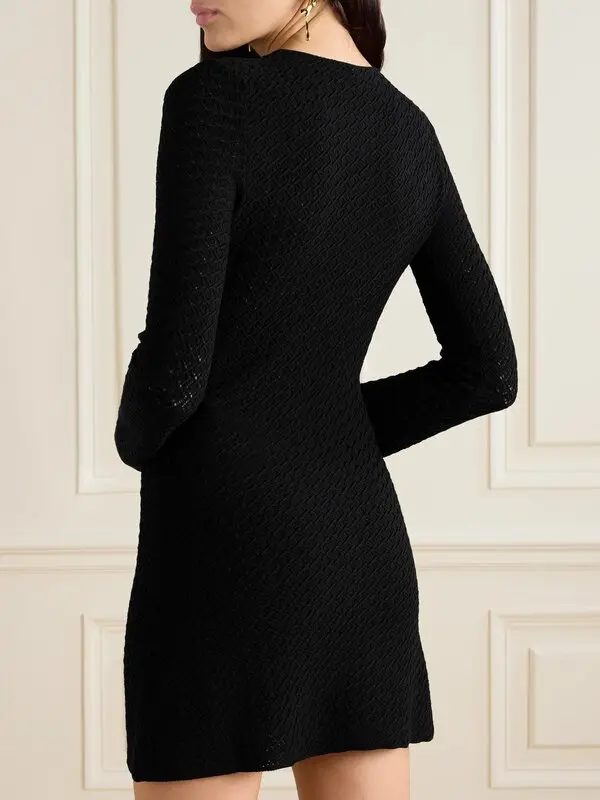 Saint Laurent Open-knit Wool-blend Mini Dress