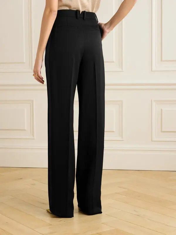 Saint Laurent Pleated Grain De Poudre Wool Straight-leg Trousers
