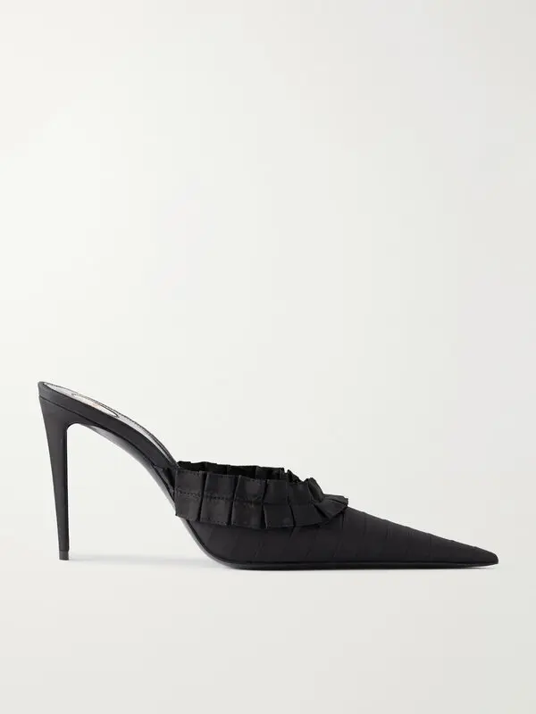 Saint Laurent Madeleine 95 Taffeta Pumps With Ruffle Detail