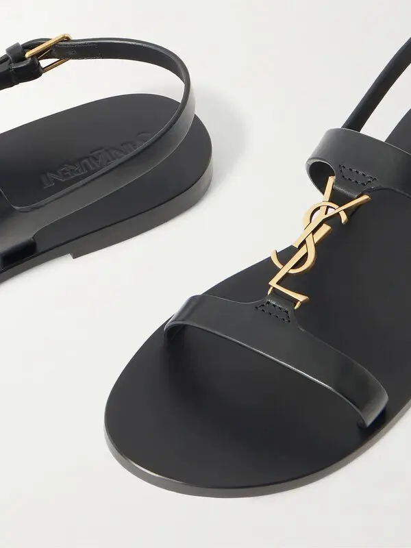 Saint Laurent Cassandra Embellished Leather Sandals