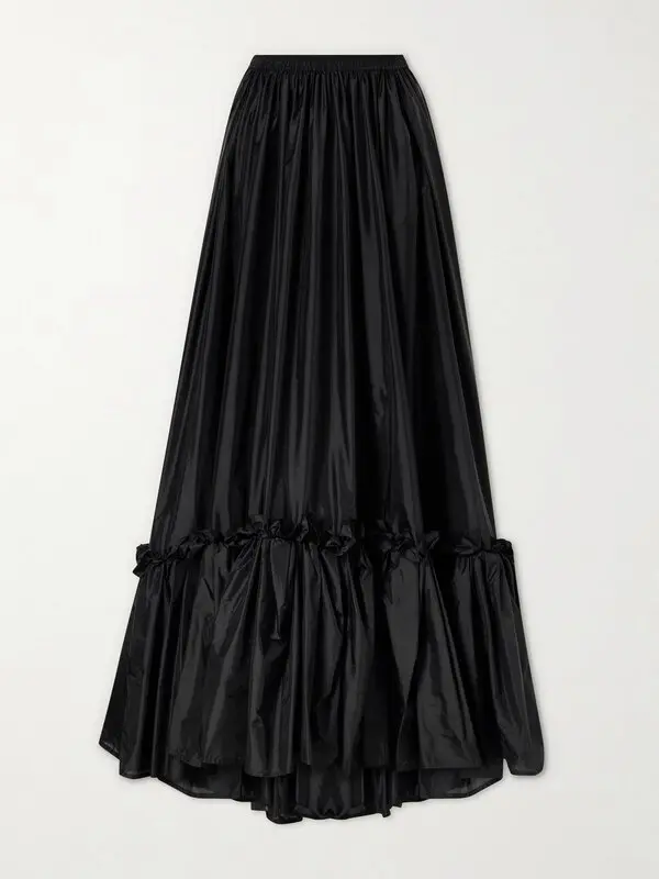 Saint Laurent Tiered Ruffled Satin Maxi Skirt