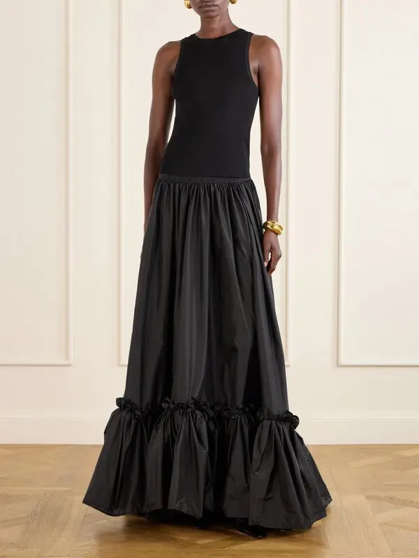 Saint Laurent Tiered Ruffled Satin Maxi Skirt