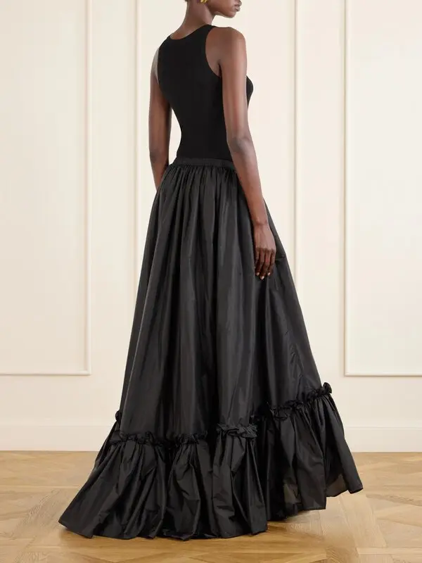Saint Laurent Tiered Ruffled Satin Maxi Skirt
