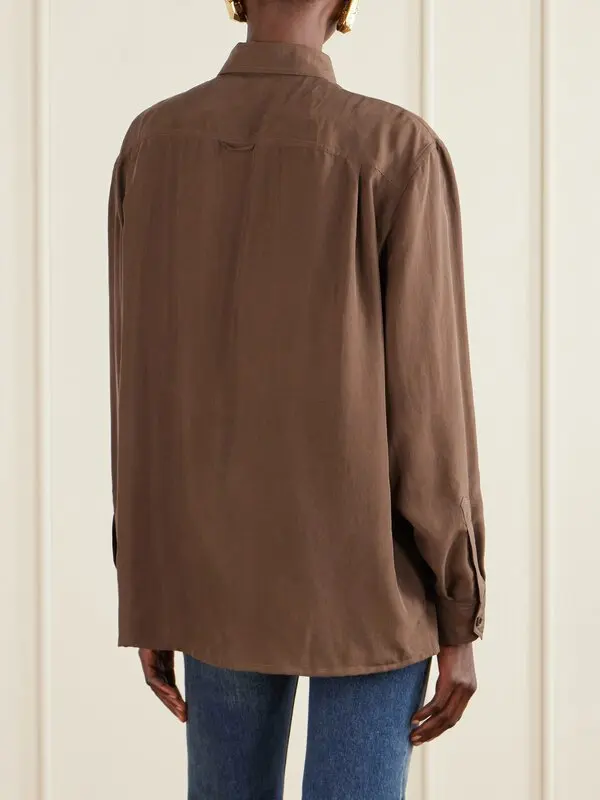 Saint Laurent Silk Habotai Shirt With Pointed Collar And Pockets