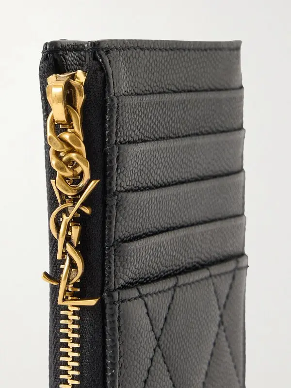 Saint Laurent Quilted Textured-leather Wallet