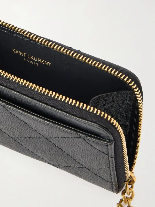 Saint Laurent Quilted Textured-leather Wallet