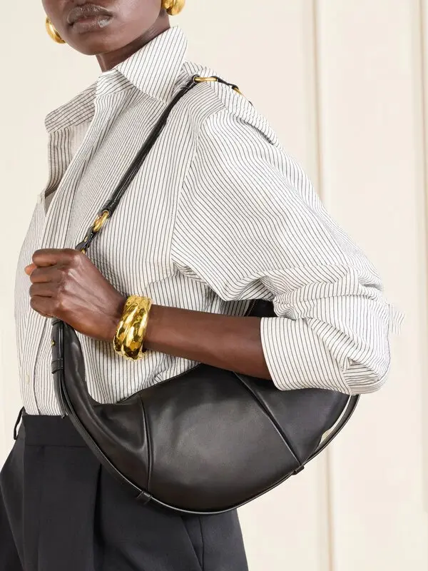 Saint Laurent Saharienne Leather Shoulder Bag - Black
