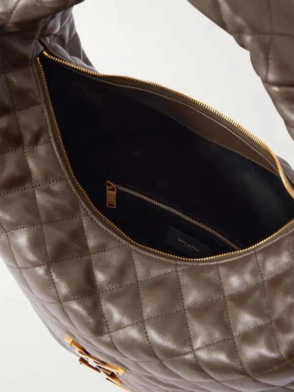 Saint Laurent Icare Matelassé Leather Tote - Gray