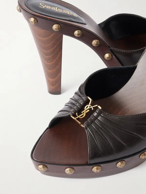 Saint Laurent Babylone Embellished Leather Mules