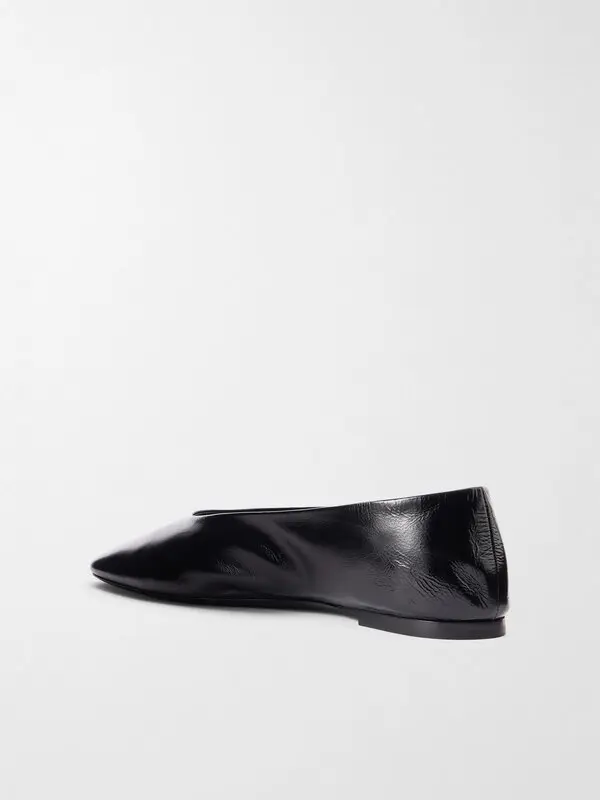 Saint Laurent Sao Leather Pointed Toe Ballet Flats