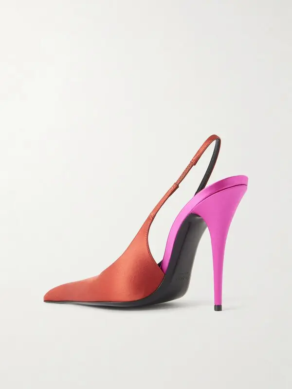 Saint Laurent Deroche Satin Slingback Pumps