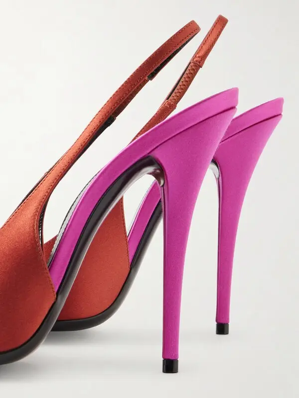 Saint Laurent Deroche Satin Slingback Pumps
