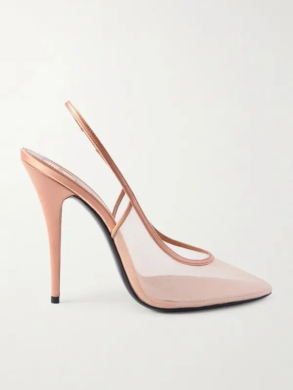 Saint Laurent Anita Mesh Slingback Pumps