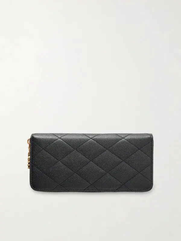 Saint Laurent Quilted Textured-leather Wallet - Black