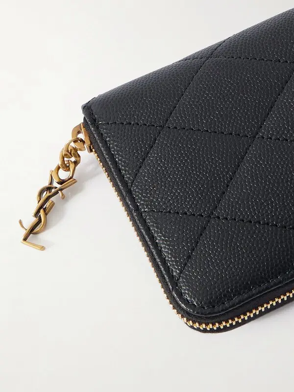 Saint Laurent Quilted Textured-leather Wallet