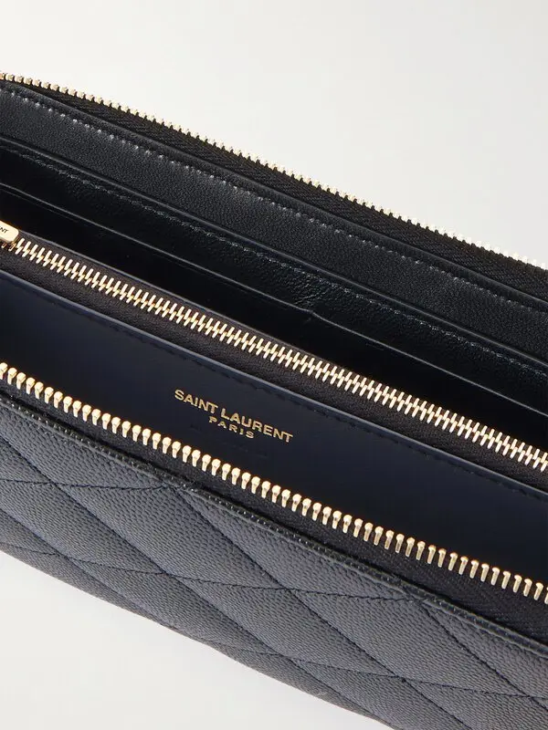 Saint Laurent Quilted Textured-leather Wallet