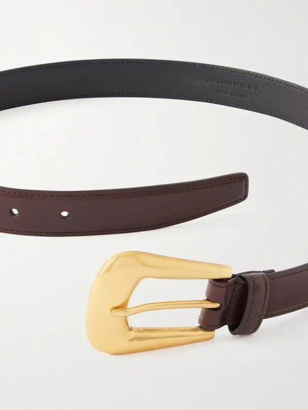 Saint Laurent Folk Leather Belt With Gold-tone Buckle