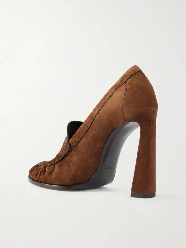 Saint Laurent Embellished Suede Loafer Pumps