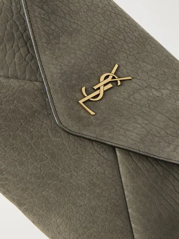 Saint Laurent Cassandre Large Textured-nubuck Clutch