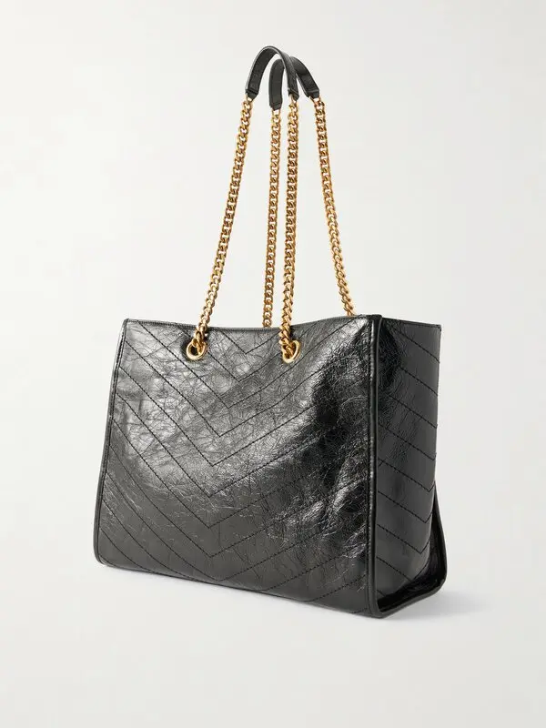 Saint Laurent Niki Small Crinkled-leather Tote - Black