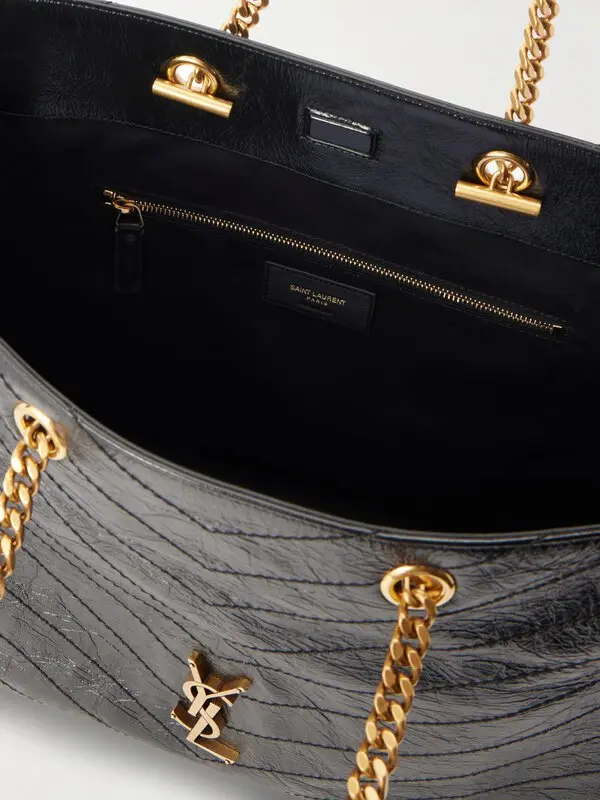 Saint Laurent Niki Small Crinkled-leather Tote - Black