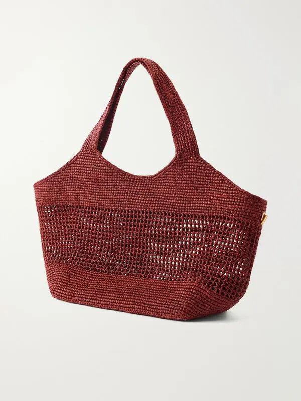 Saint Laurent Icare Maxi Leather-trimmed Raffia Tote