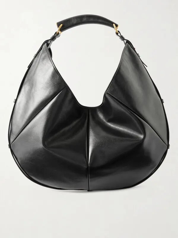 Saint Laurent Mombasa Paneled Leather Shoulder Bag - Black